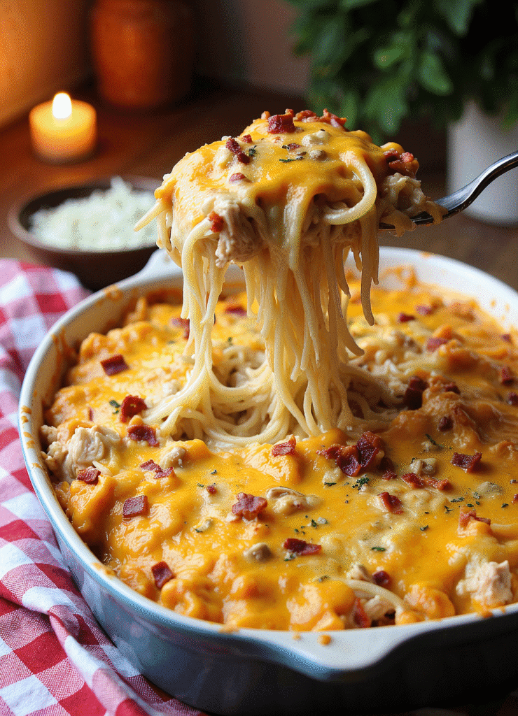 Crack Chicken Spaghetti Bake (Creamy Chicken Spaghetti Casserole with ...