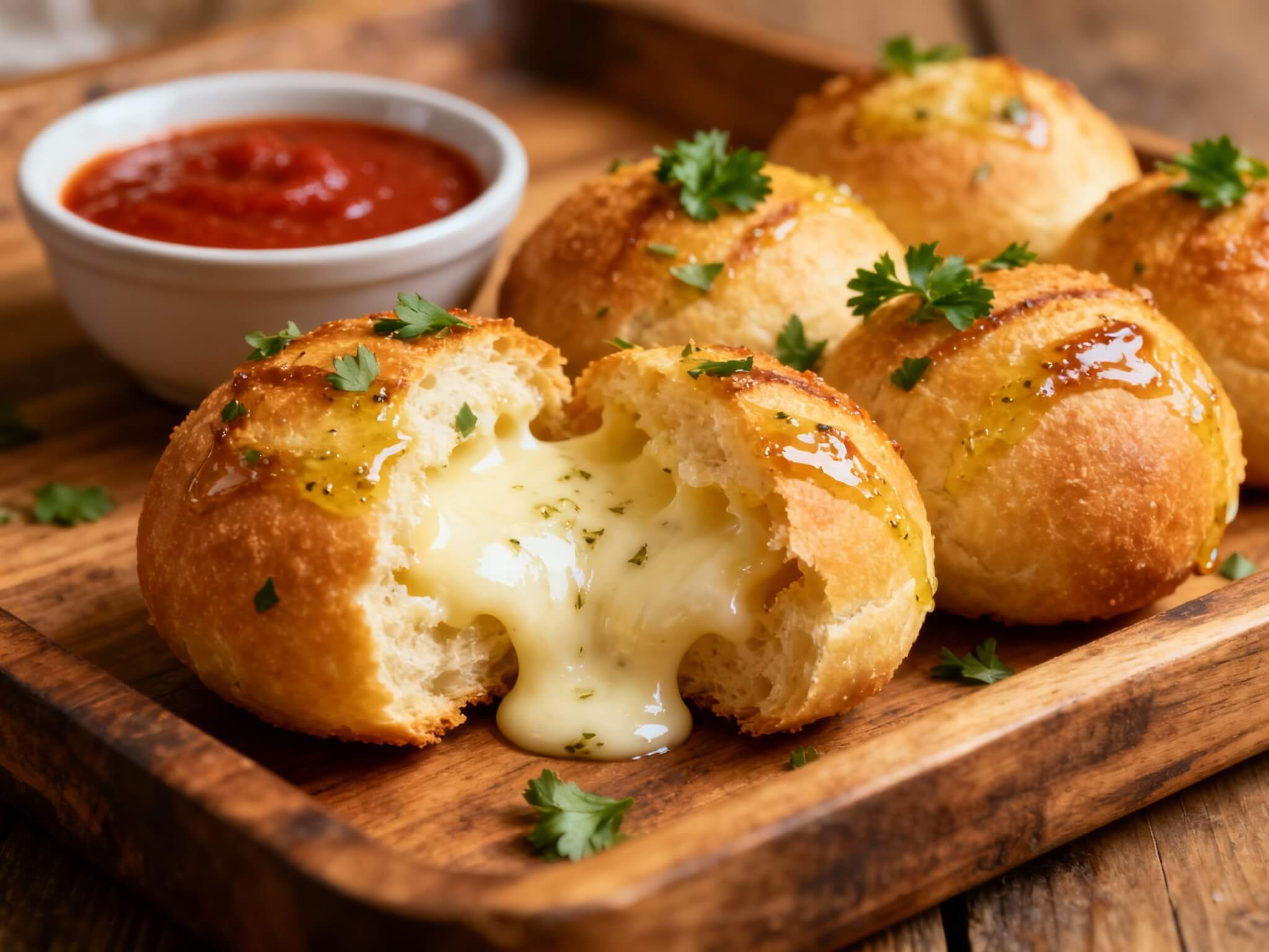 Cheese Stuffed Garlic Bread Balls – Gooey Mozzarella, Buttery Garlic ...
